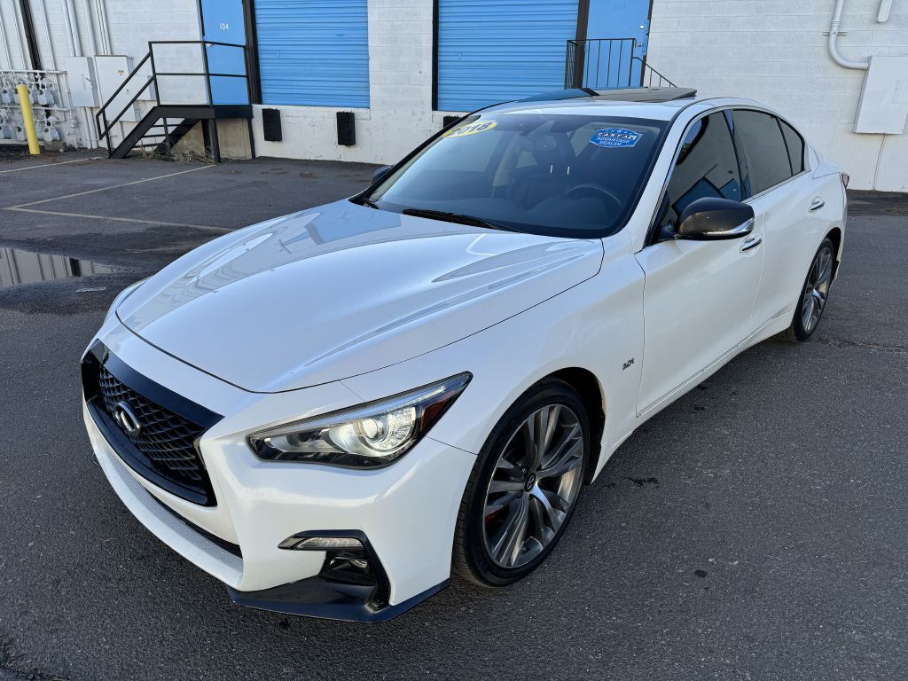 2018 INFINITI Q50S in DENVER CO at ZARA AUTO SALES INC, WHITE, JN1EV7AR2JM436505